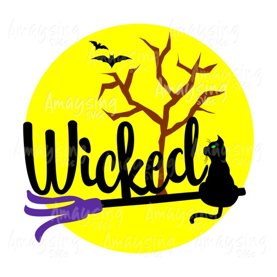 Wicked svg Halloween Moon svg Cat in the moon svg Halloween | Etsy