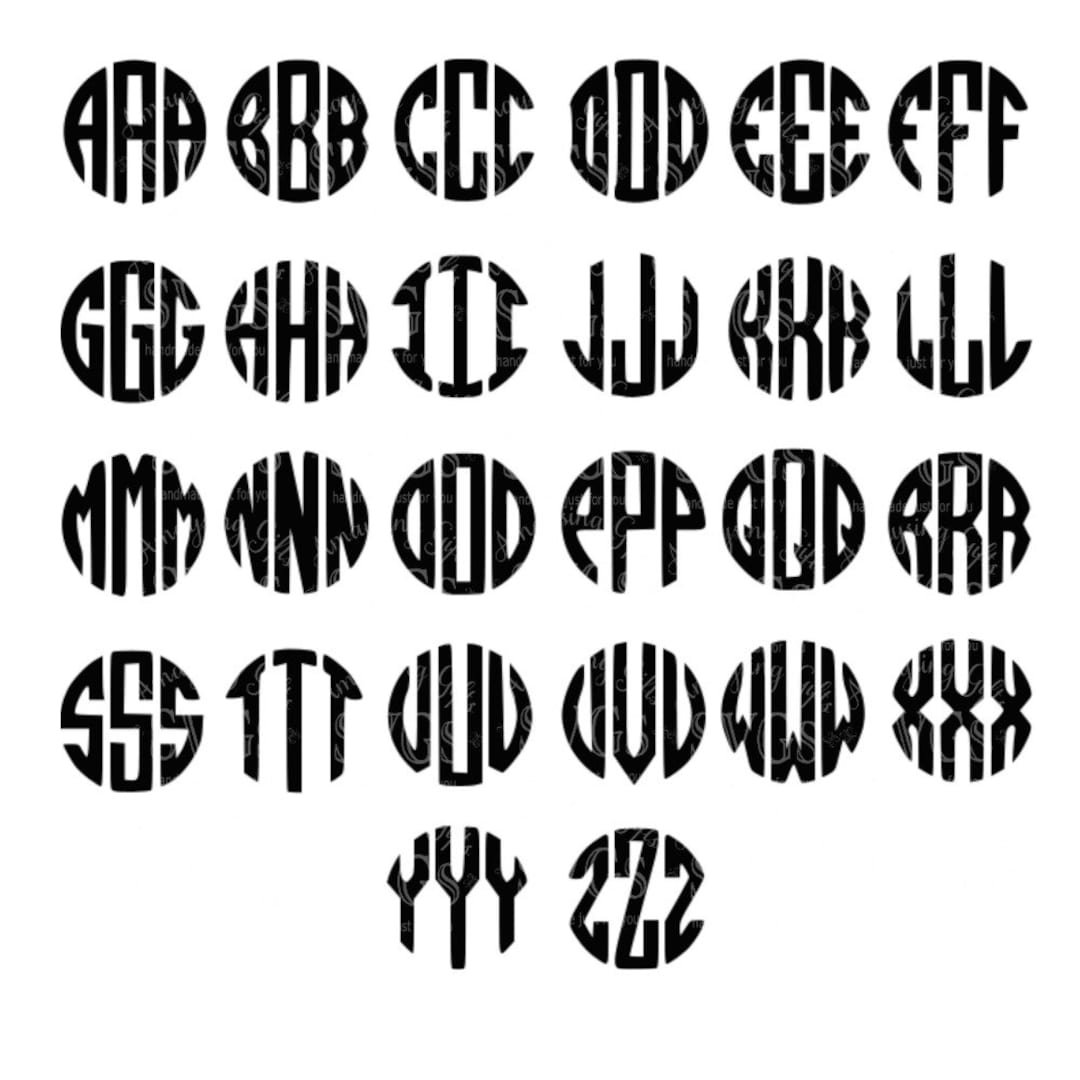 SVG - Round Monogram Set - DXF - EPS - Monogram - Etsy