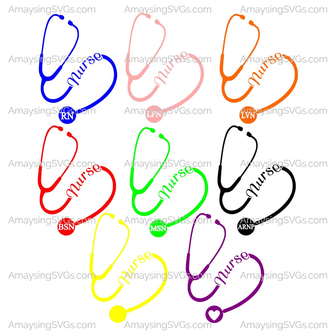 Nurse Stethoscope SVG Bundle, RN Svg, LPN Svg, Lvn Svg, Bsn Svg, Arnp ...