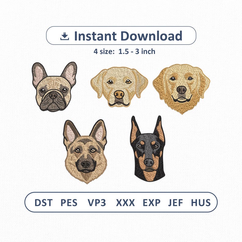 Mini Dog Breeds Embroidery Design Set, Machine Embroidery Files ...