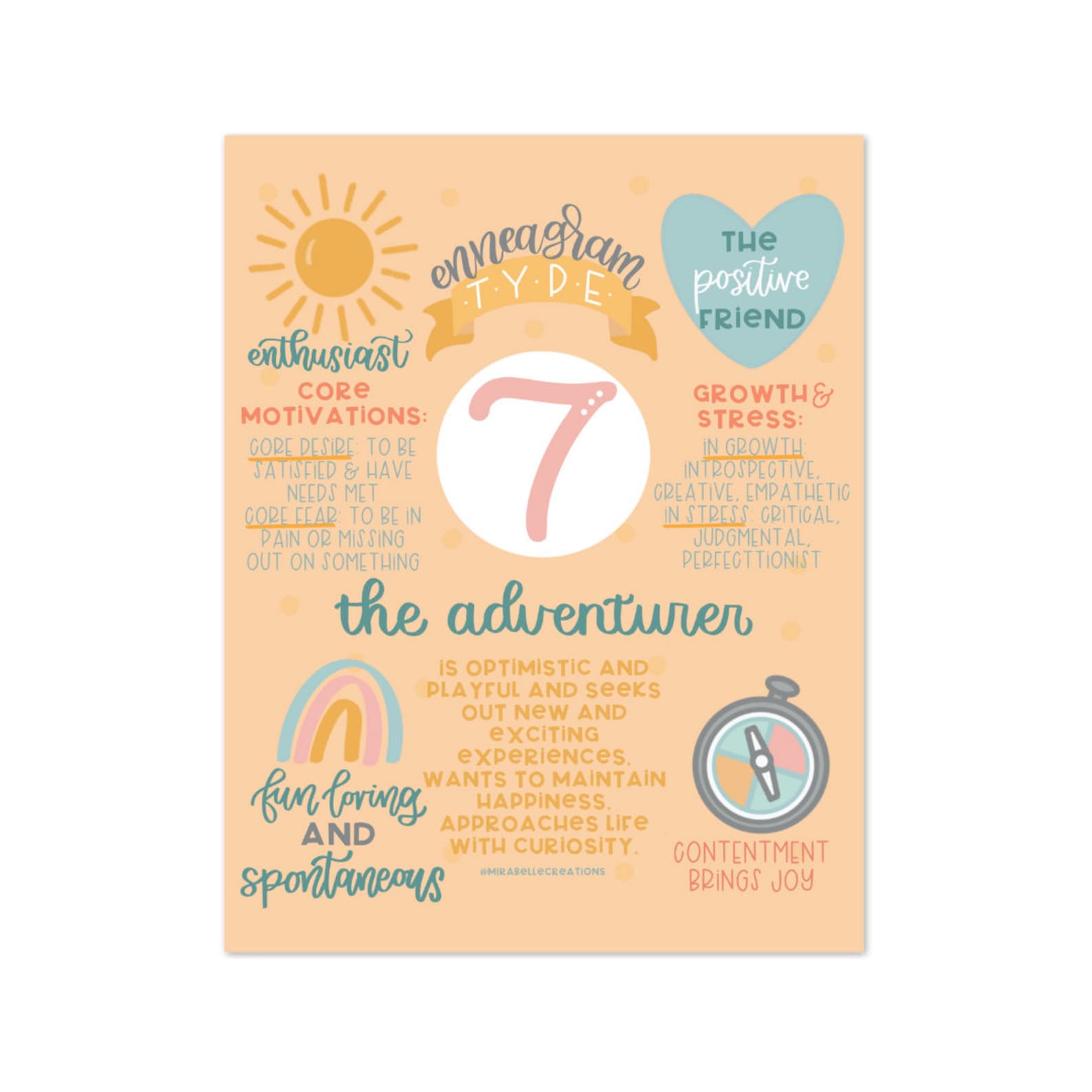 Enneagram Type 7 Art Print, Digital Download Poster, Enneagram Type 7 ...