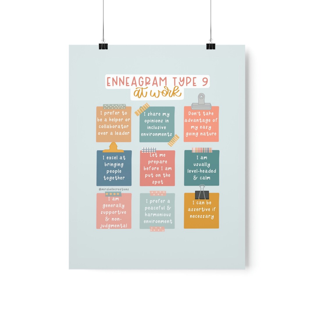 Enneagram Type 9 at Work Art Print Enneagram Prints Type 9 Premium ...