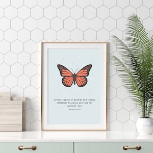 Inspirational Butterfly Digital Art Print, Self-care & Growth Quote ...