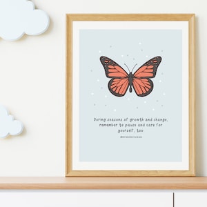 Inspirational Butterfly Digital Art Print, Self-care & Growth Quote ...