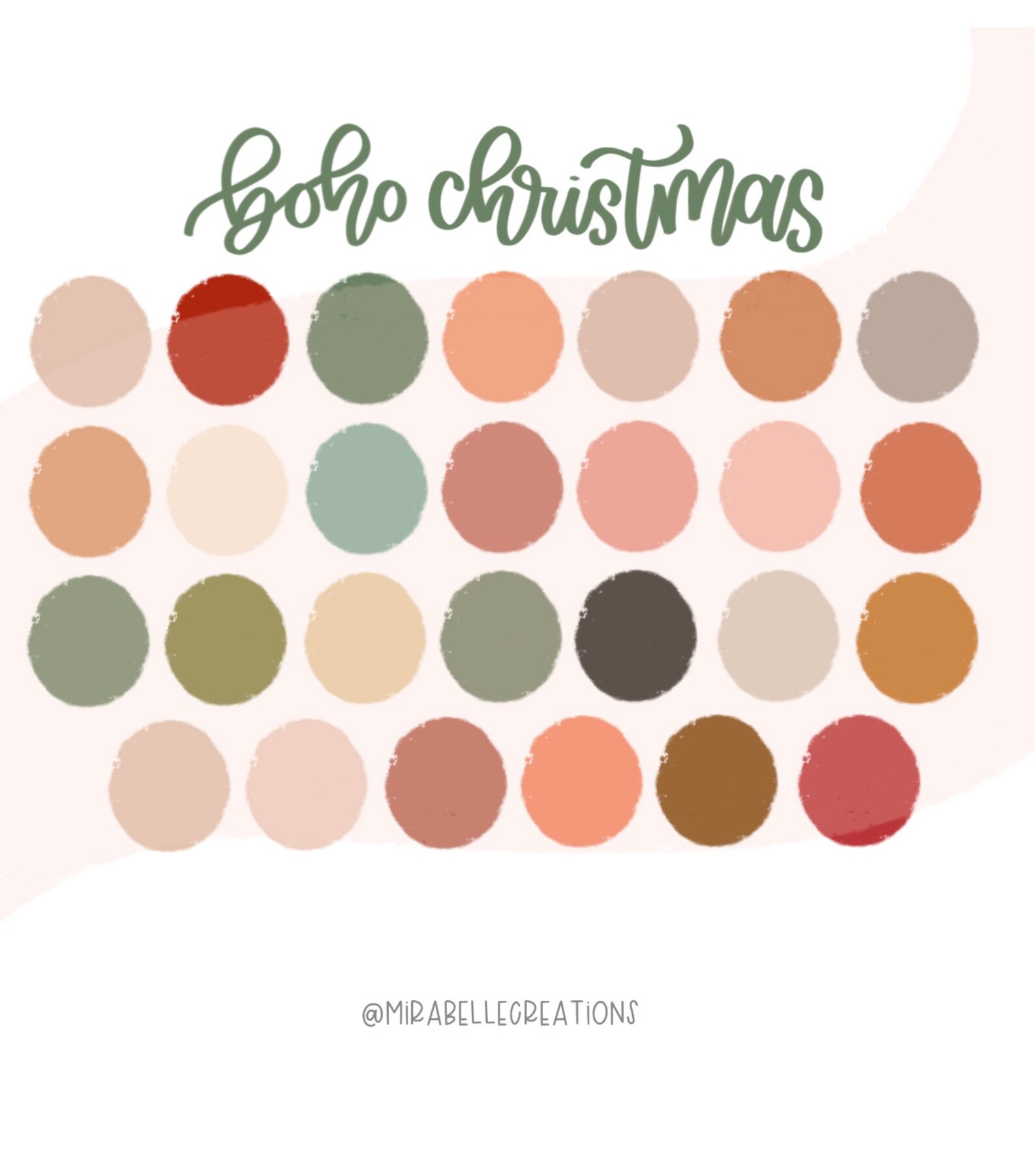 Procreate Color Palette Boho Christmas Christmas Color Etsy