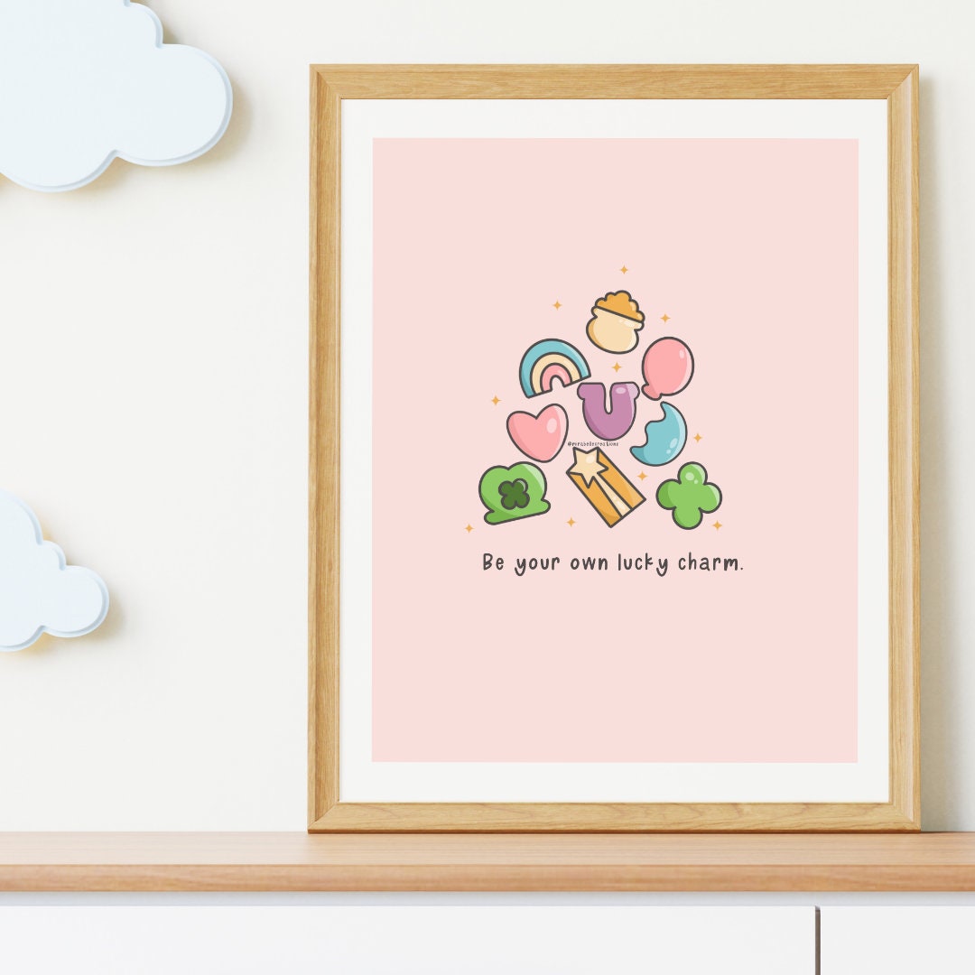 St Patrick's Day Art Print, Be Your Own Lucky Charm Poster, Positivity ...