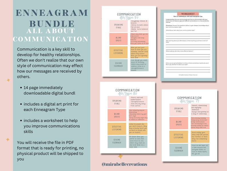 All About Communication Enneagram Art and Resource Bundle, Enneagram ...