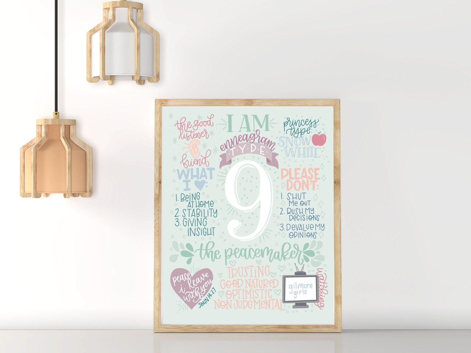 Enneagram Type 9 Pastel Print Enneagram Prints Type 9 | Etsy