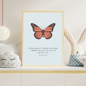Inspirational Butterfly Digital Art Print, Self-care & Growth Quote ...