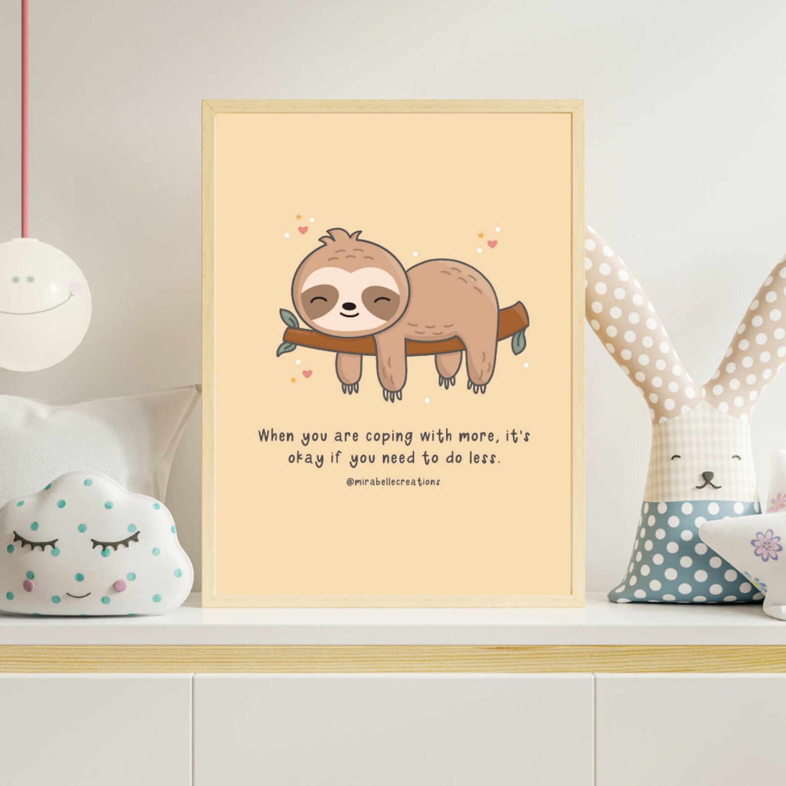 Self Care Sloth Poster, Digital Art Print, Inspirational Print, "when ...
