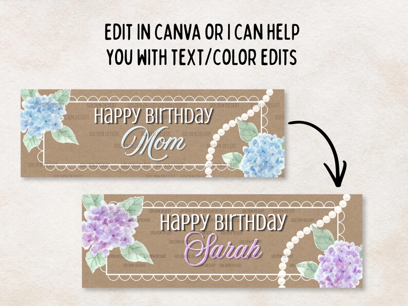 Editable Happy Birthday Mom Banner Template, Feliz Cumpleanos Banner ...