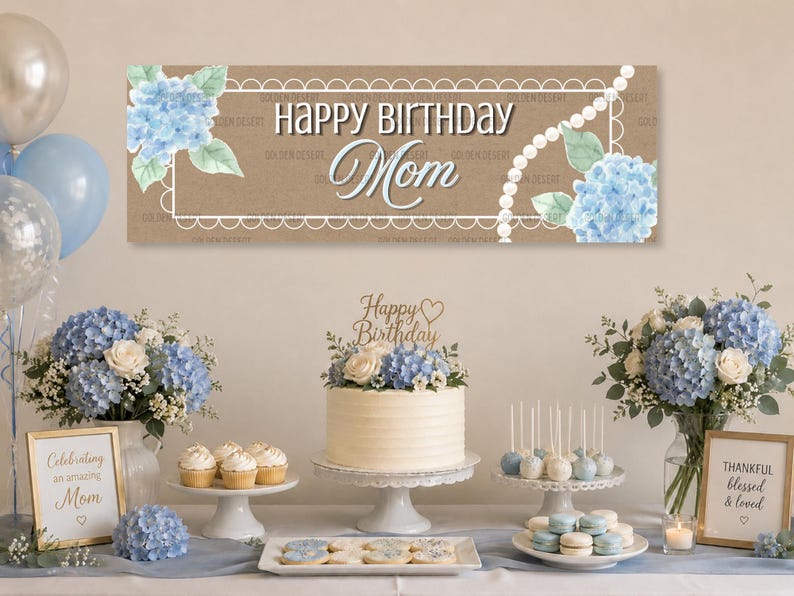 Editable Happy Birthday Mom Banner Template, Feliz Cumpleanos Banner ...