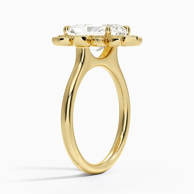 Radiant Cut Lab-grown Diamond Engagement Ring | Rose Gold Halo Wedding ...