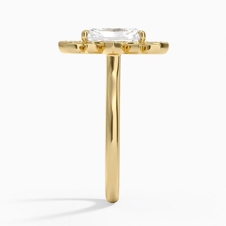 Radiant Cut Lab-grown Diamond Engagement Ring | Rose Gold Halo Wedding ...