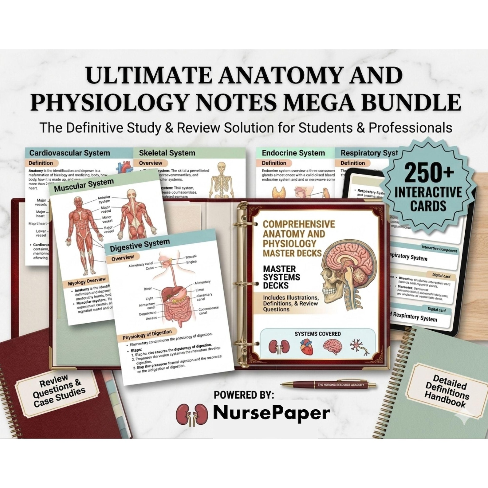 Anatomy and Physiology Notes Mega Bundle Vol 1 & 2, Nursing School Note ...
