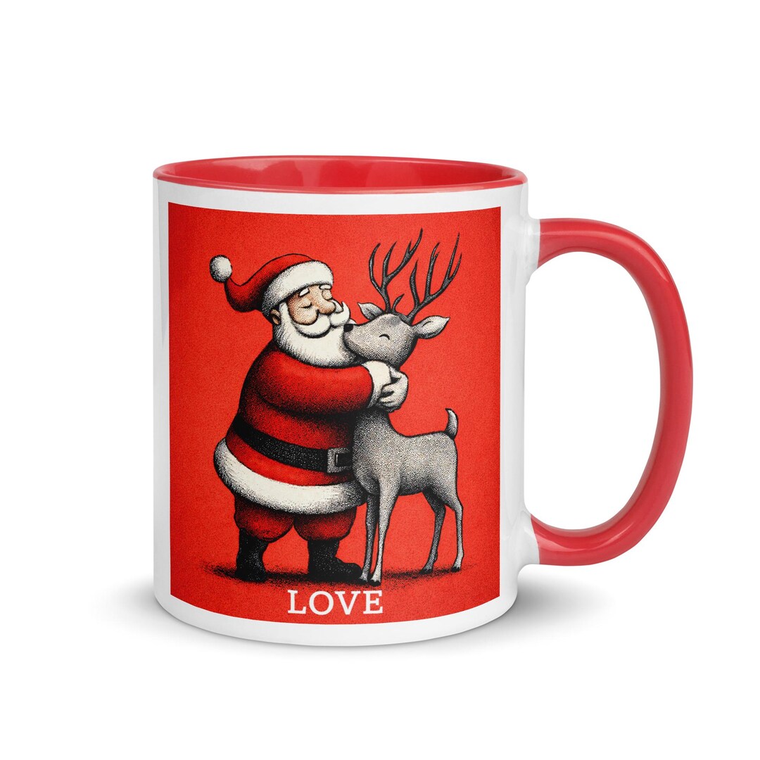 Santa Hugging Rudolph Mug – Christmas Love Gift – Cozy Holiday Coffee ...