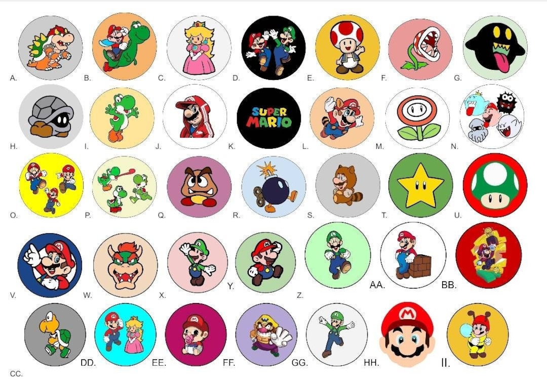 25 Stickers- Super Mario, Super Mario Brothers, Super Mario Kart ...