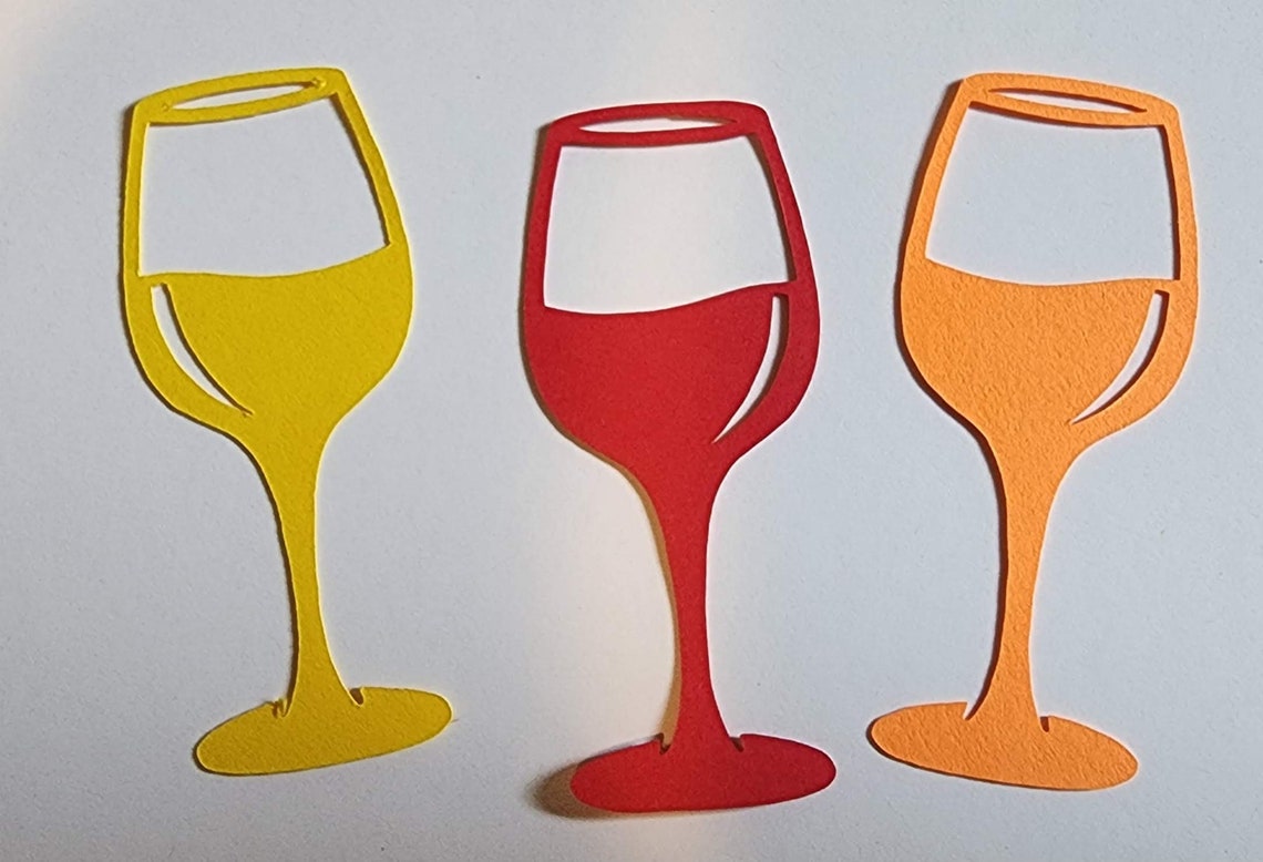 25 Pack - Paper Wine Glass Shapes, Wine Cut Out, Cardstock Wine Glass ...