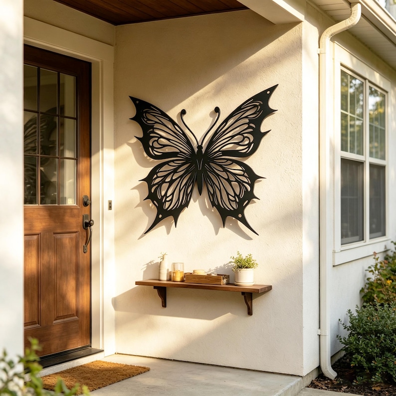 Butterfly Metal Wall Art, Elegant Cutout Iron Decor, Housewarming Gift ...