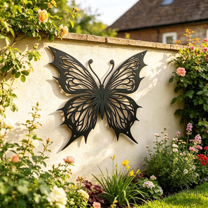 Butterfly Metal Wall Art, Elegant Cutout Iron Decor, Housewarming Gift ...