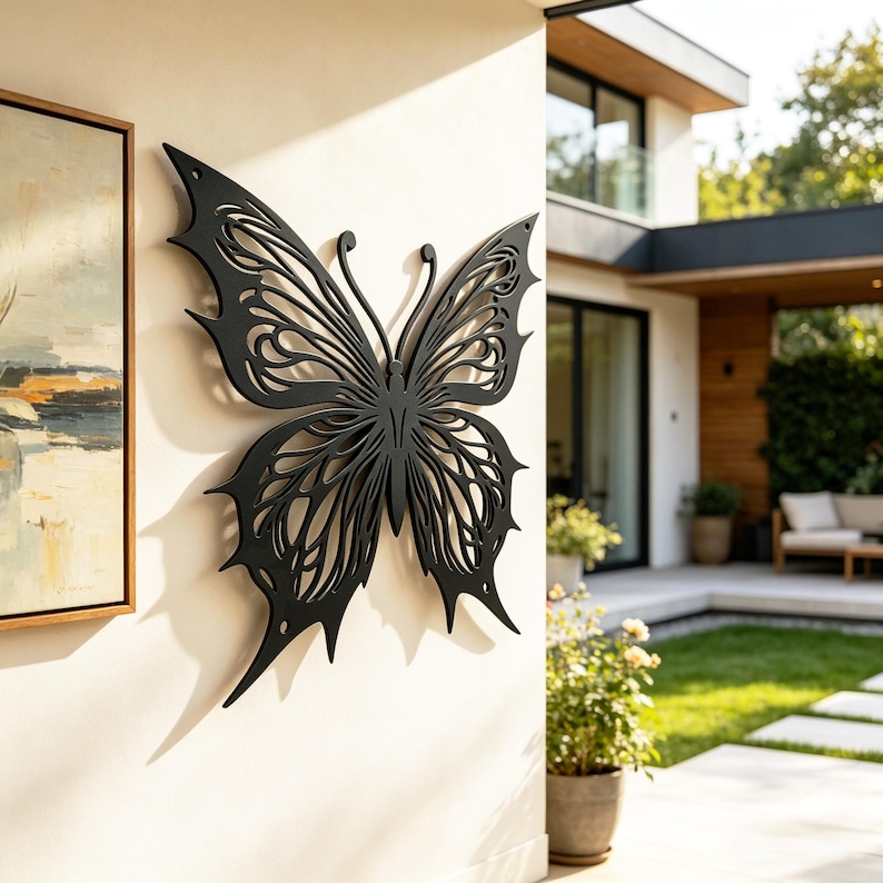 Butterfly Metal Wall Art, Elegant Cutout Iron Decor, Housewarming Gift ...
