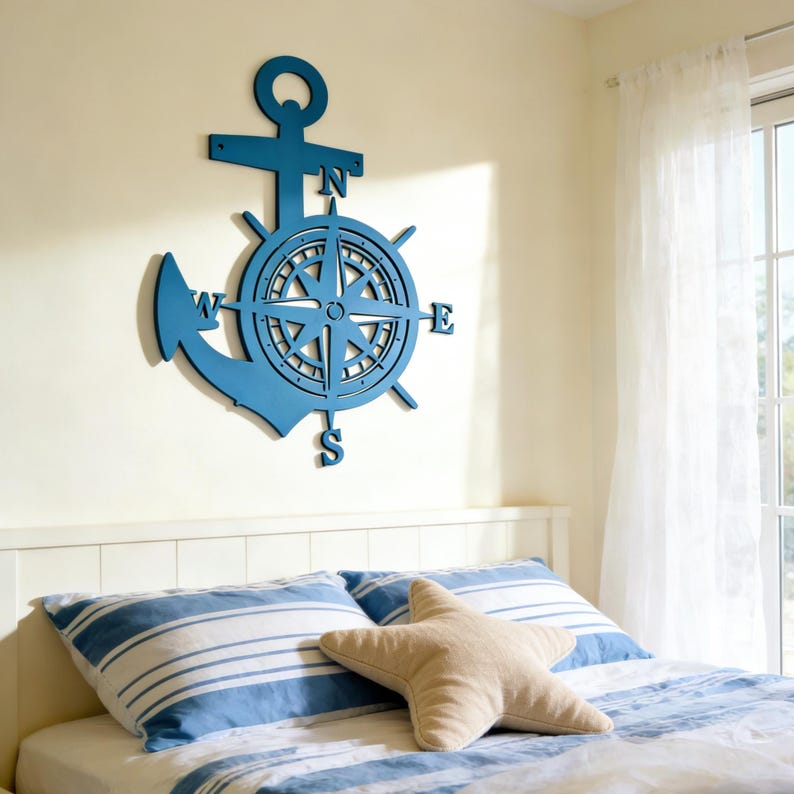 Nautical Anchor Compass Metal Wall Art, Coastal Decor & Sailors Gift - Etsy