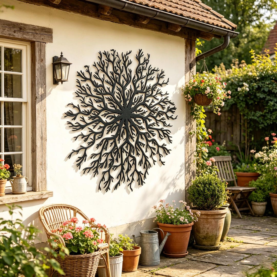 Round Tree Branch Metal Wall Art, Modern Abstract Branch Iron Decor ...