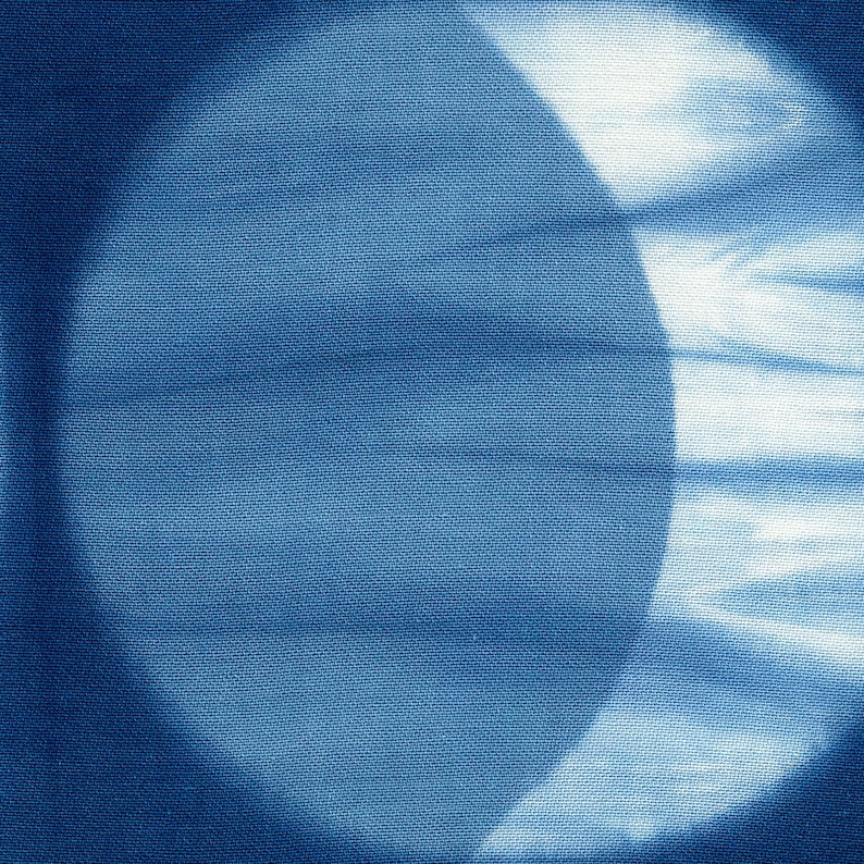 Phases of the Moon Textile Print, Hand Dyed, Natural Indigo, Shibori ...
