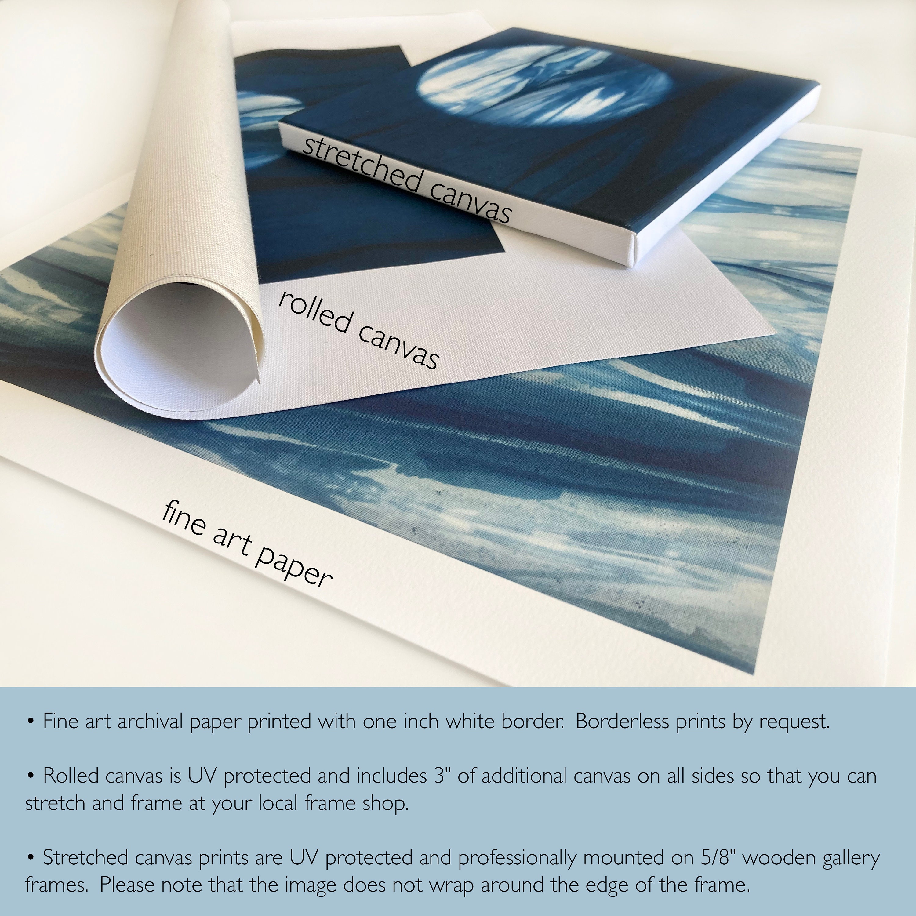 Phases of the Moon Textile Print, Hand Dyed, Natural Indigo, Shibori ...