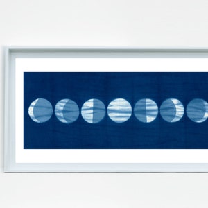 Phases of the Moon Textile Print, Hand Dyed, Natural Indigo, Shibori ...