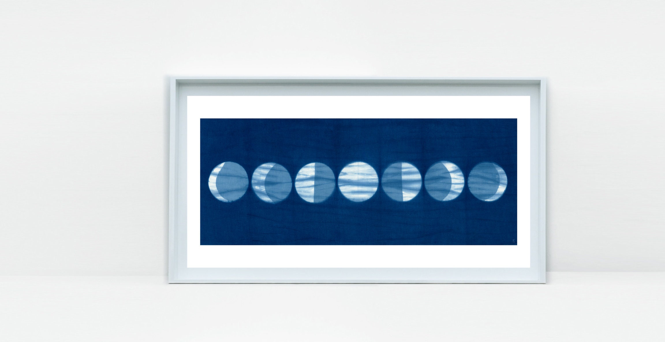 Phases of the Moon Textile Print, Hand Dyed, Natural Indigo, Shibori ...