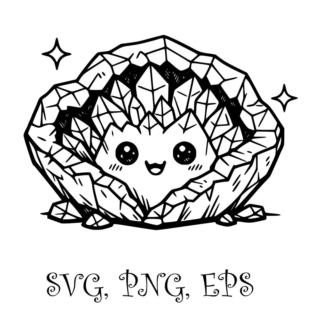 Cute Amethyst SVG | Kawaii Crystal With Sparkles | Purple Gemstone ...