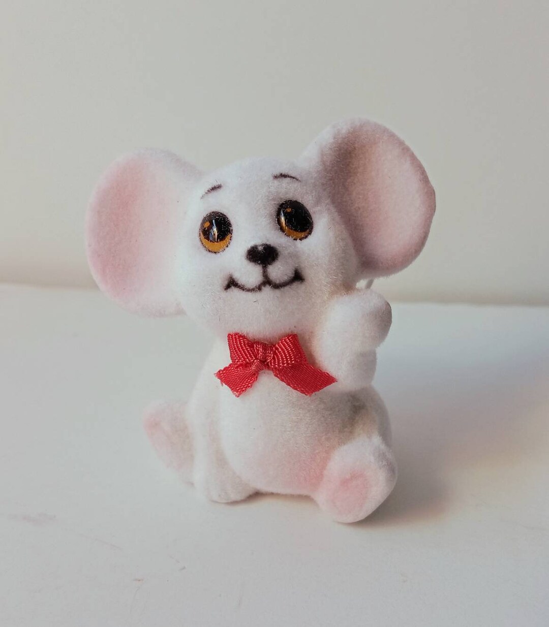 Vintage Miniature Flocked Mouse / Holiday Decor / Miniature ...