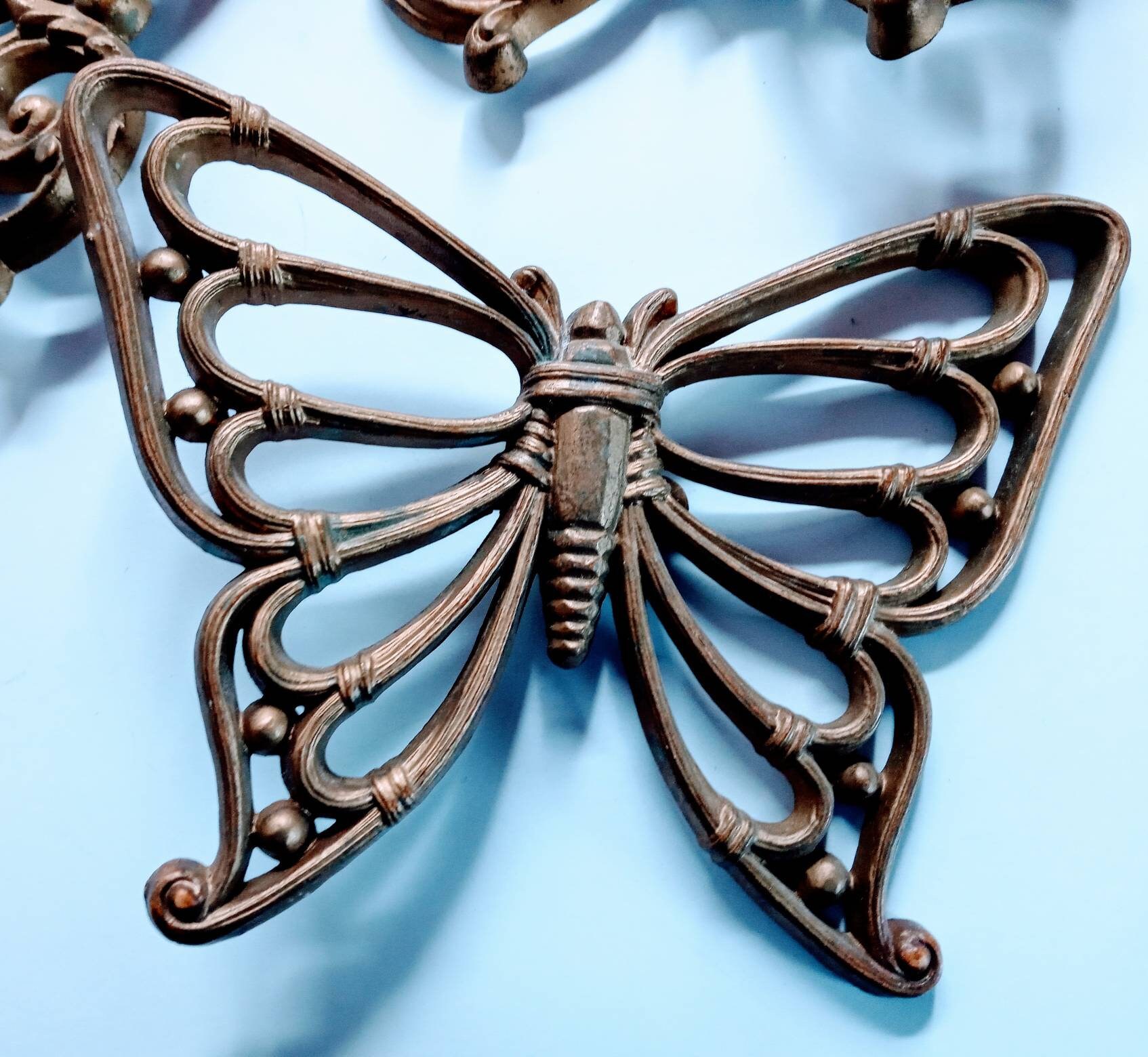 3 Vintage Gold Color Butterflies / Wall Hanging / Butterfly / - Etsy