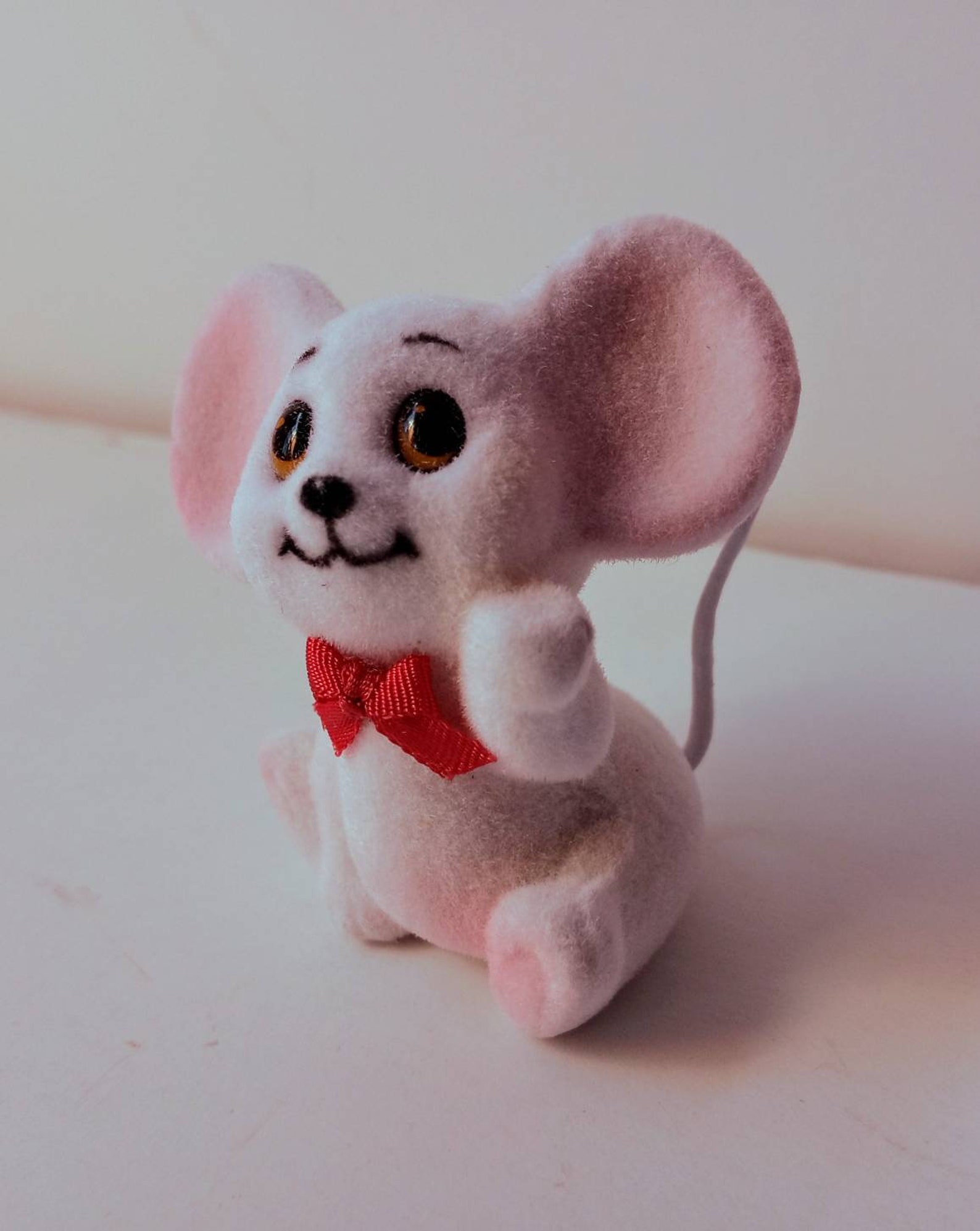 Vintage Miniature Flocked Mouse / Holiday Decor / Miniature - Etsy