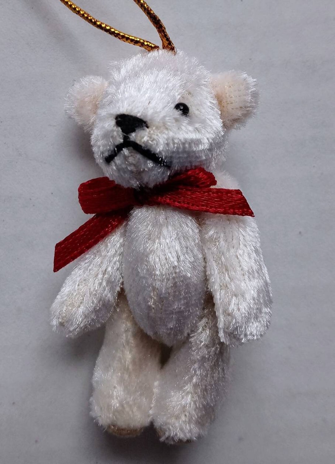 Vintage Miniature Fuzzy Bear / Holiday Decor / Pose-able / Miniature ...
