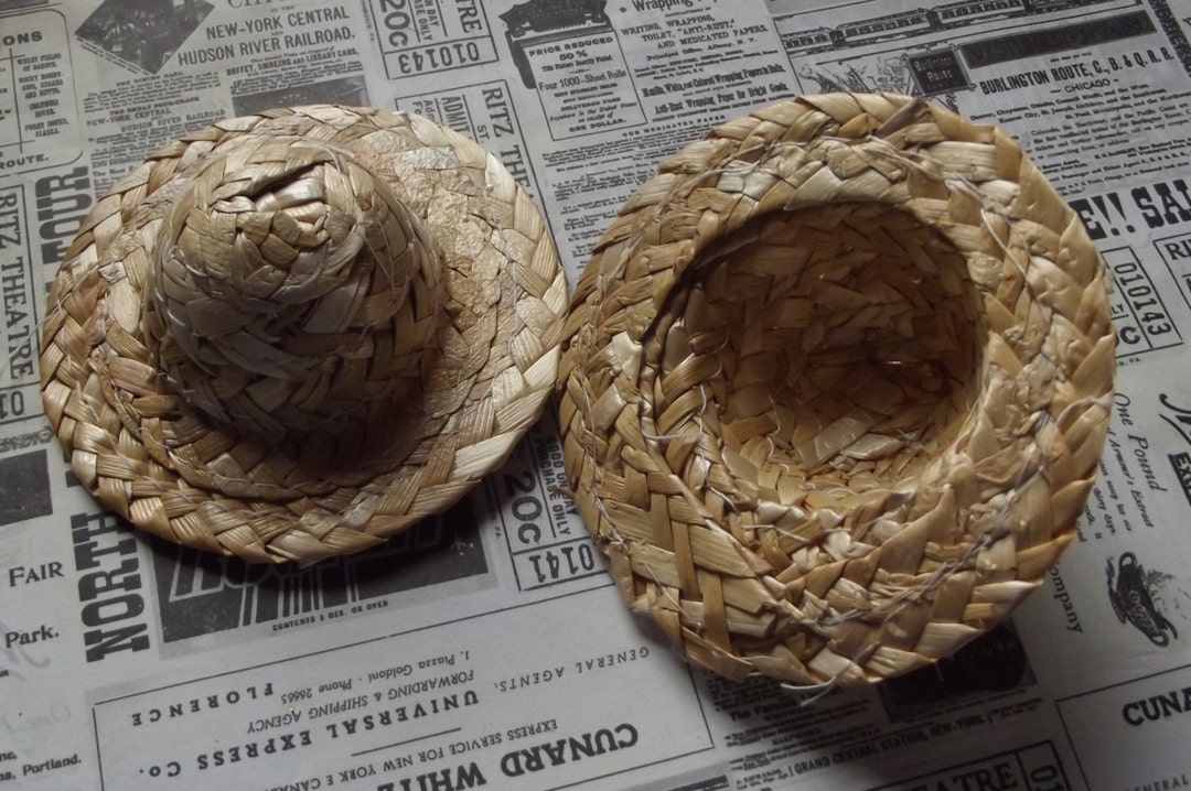 2 Woven 3" Straw Farmer Hats / Doll Making Supplies / Straw Hat Base ...