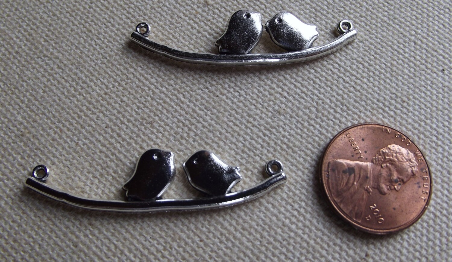 2 Silver Tone Bird on a Wire Charms / Jewelry Supply / Altered | Etsy