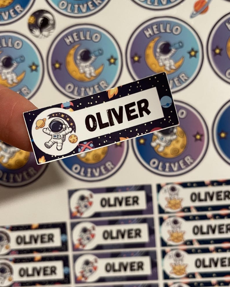 Personalized Spaceship Name Stickers | Space Theme Waterproof Kids ...