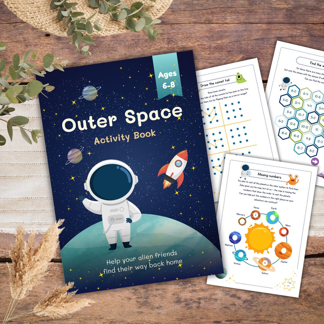 Outer Space Activity Book for Kids 6-8 | Printable Workbook | Quiet ...