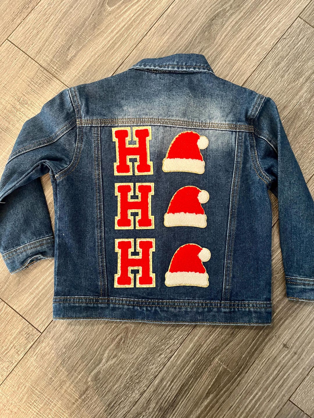 Christmas Kids Chenille Letter Patch Jean Jacket, Custom Girls Toddler ...