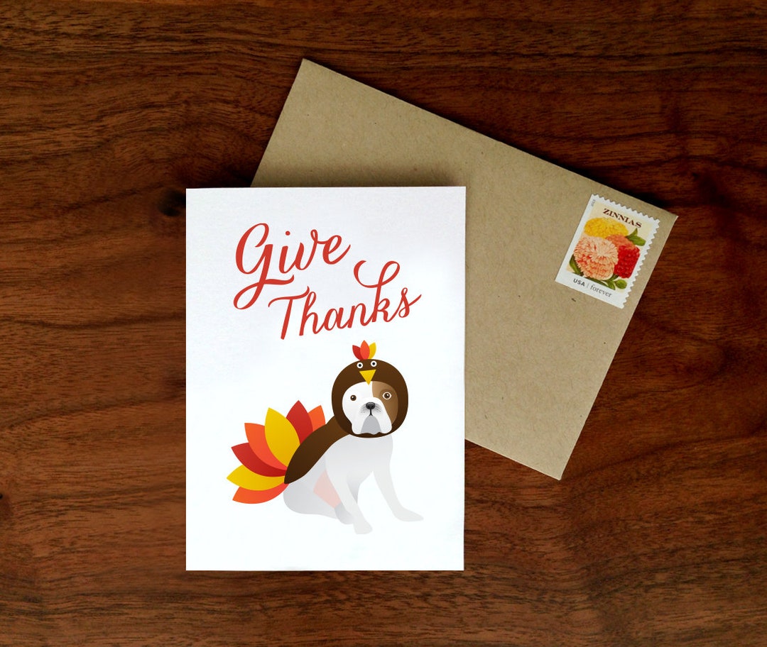 Custom French Bulldog Thanksgiving Card | Give Thanks - Etsy