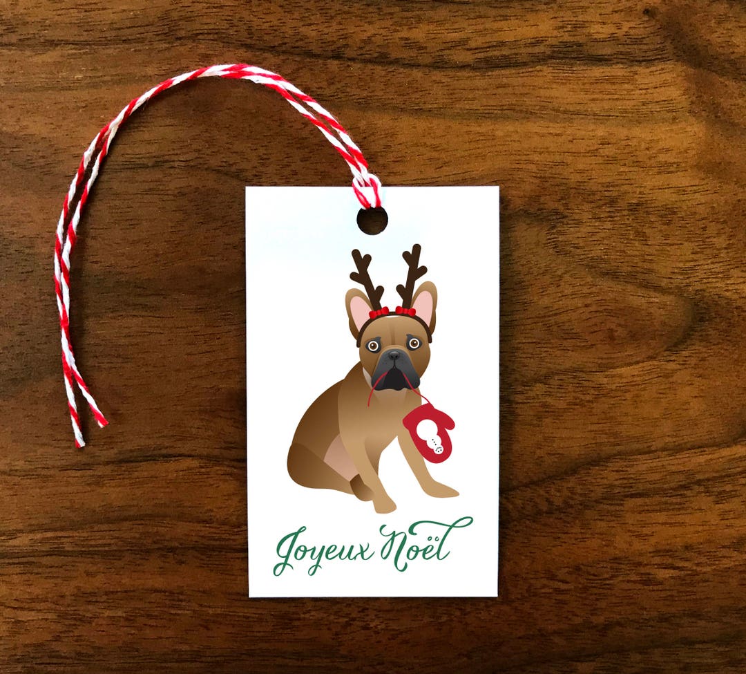 Custom French Bulldog Joyeux Noël Gift Tags Christmas Set - Etsy