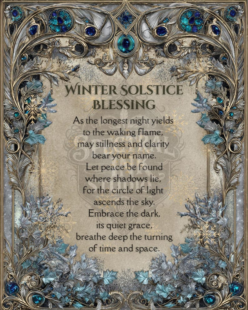 Winter Solstice Blessing Pagan Poem Print Wiccan Prayer Wall Art Yule ...