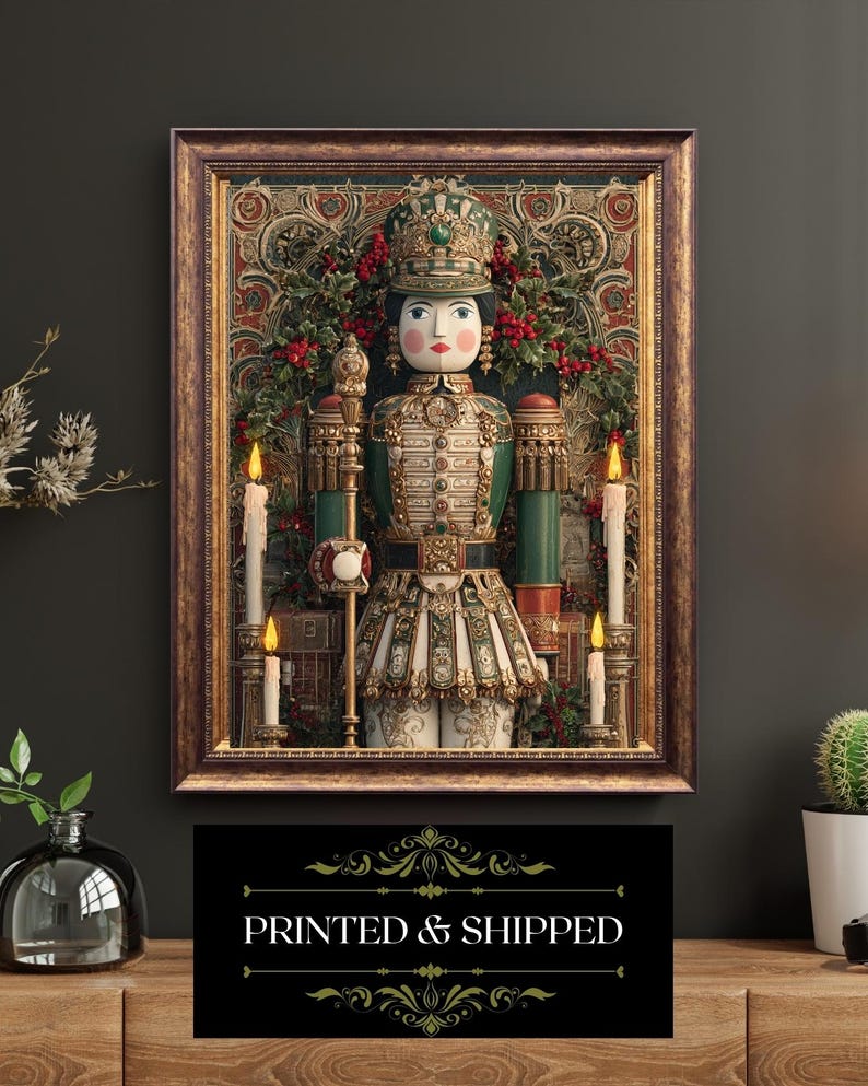 Lady Nutcracker Victorian Christmas Art Print Baroque Holiday Portrait Decor - Etsy