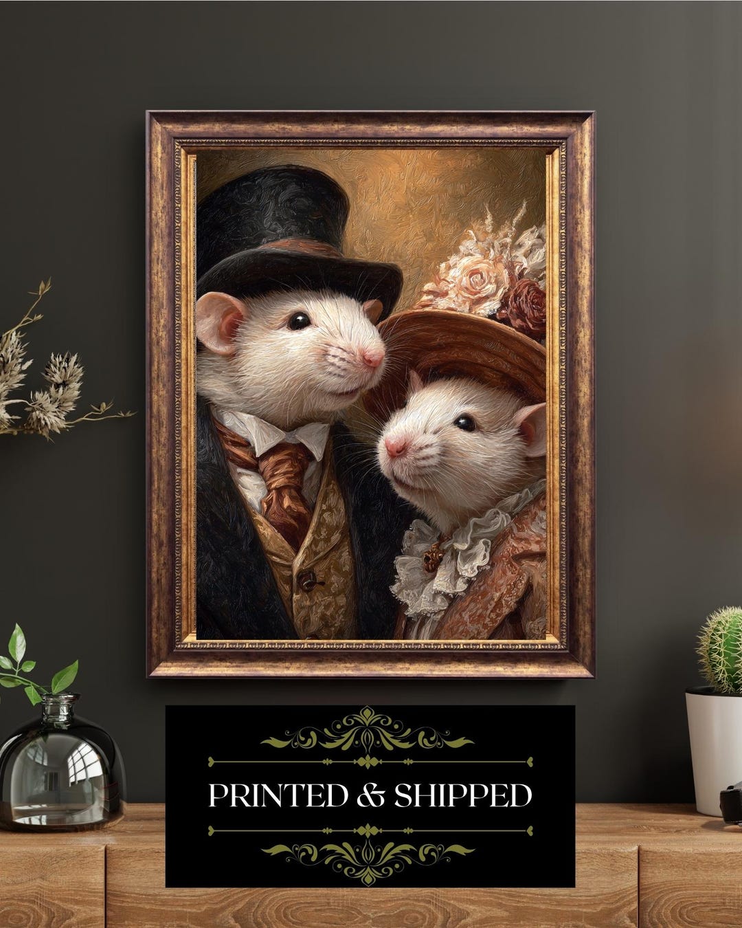 Victorian Mouse Couple Portrait Vintage Rodent Art Anthropomorphic ...
