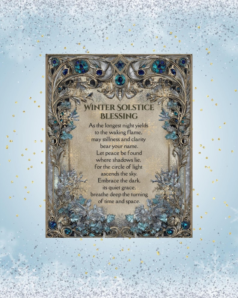 Winter Solstice Blessing Pagan Poem Print Wiccan Prayer Wall Art Yule ...