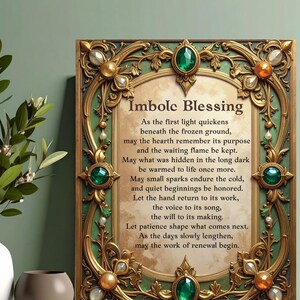 Imbolc Blessing Pagan Poem Print Wiccan Prayer Brigid Inspired Wall Art ...