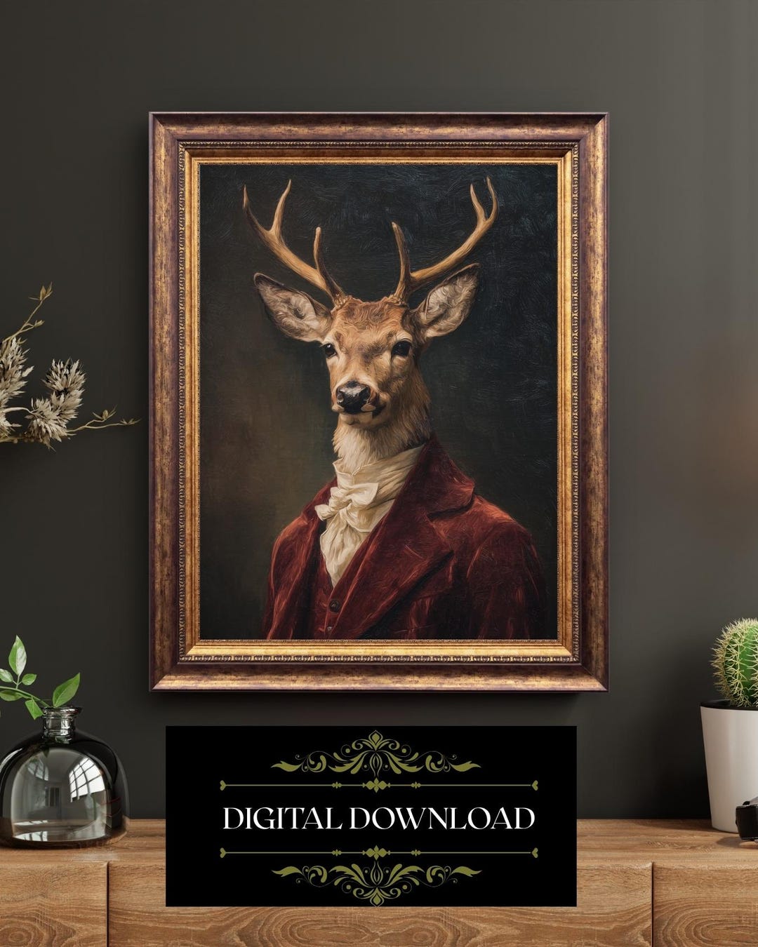 Distinguished Victorian Stag Printable Art Deer Vintage Anthropomorphic ...