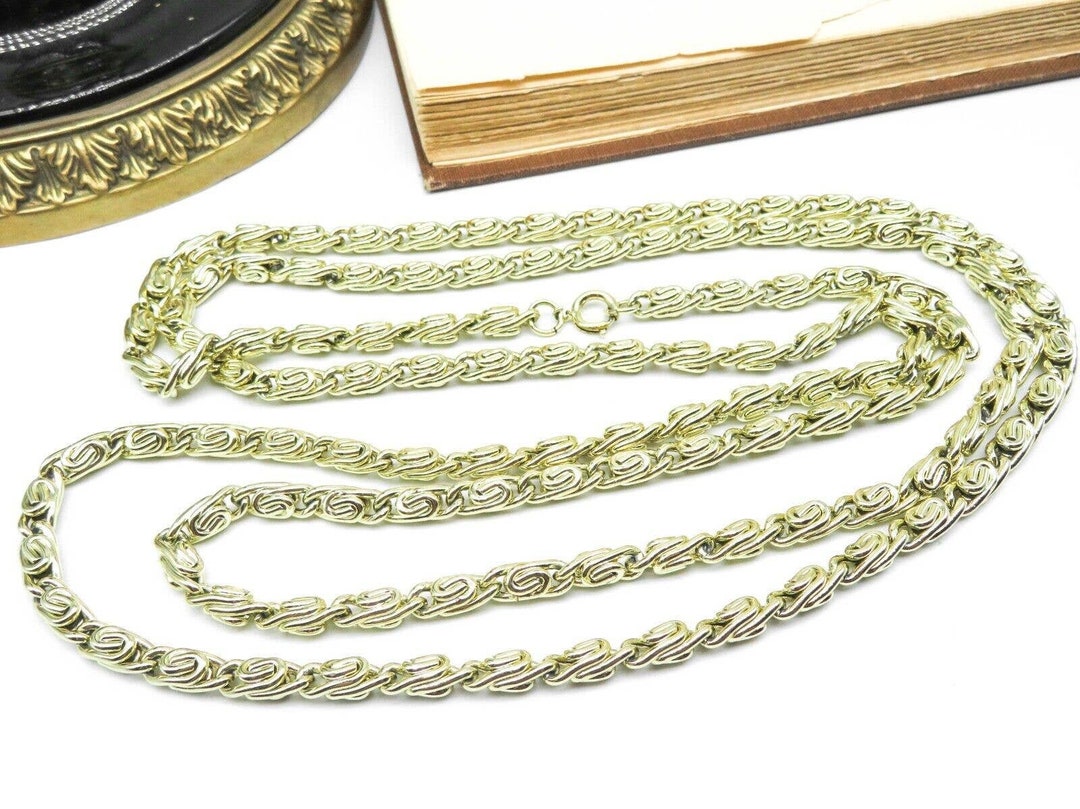 Retro 47 Long Pale Gold Tone Scroll Chain Necklace F55 - Etsy